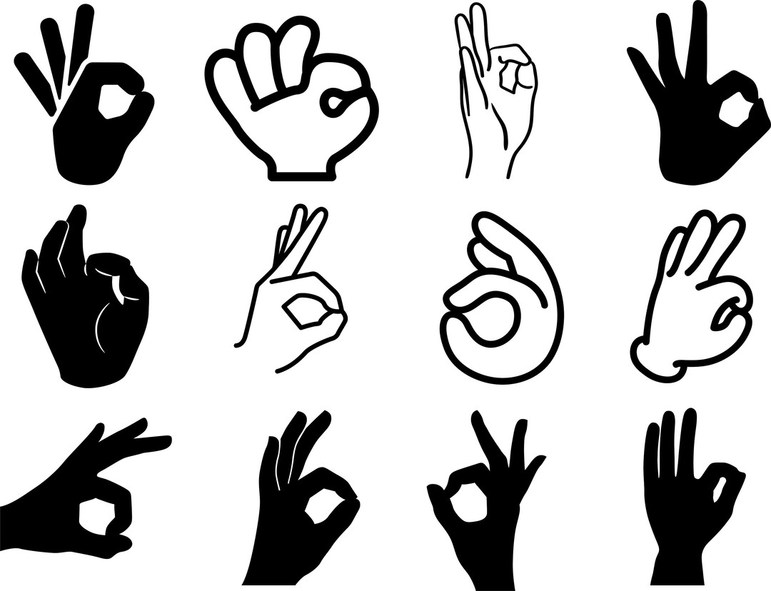 Ok Yes Hand Sign Approve Svg, Eps, Png, Dxf, Clipart for Cricut and ...