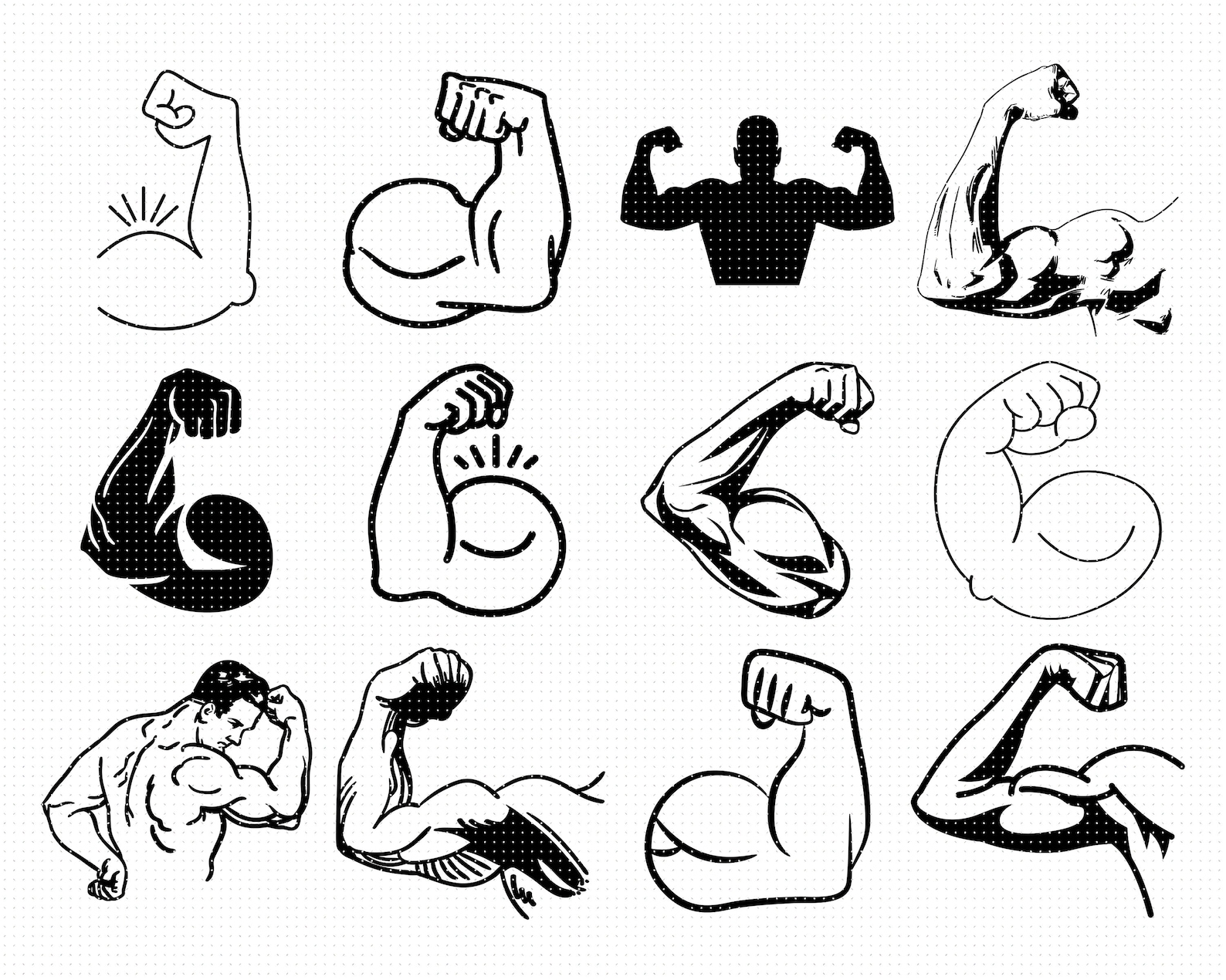 Strong Arm Flex Svg, Eps, Png, Dxf, Clipart for Cricut and Silhouette ...