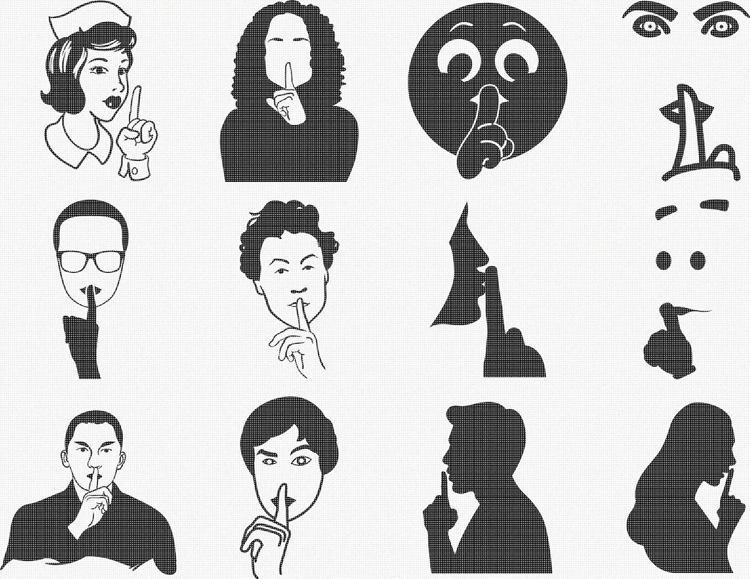 Shh Quiet Gesture Svg, Eps, Png, Dxf, Clipart for Cricut and Silhouette ...
