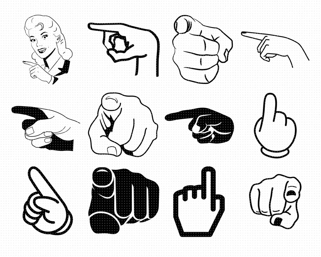Pointing Finger Svg, Eps, Png, Dxf, Clipart for Cricut and Silhouette ...
