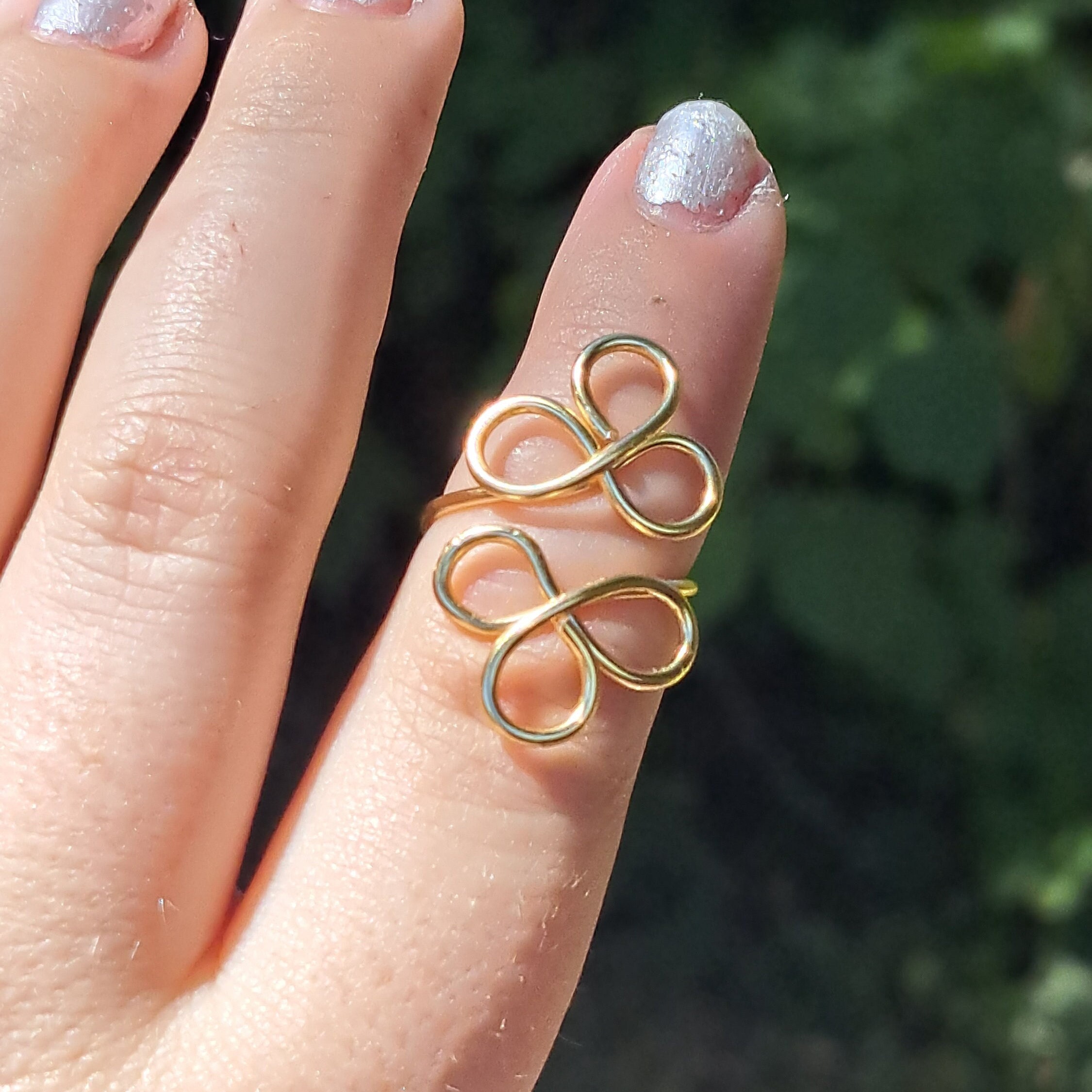 Crochet Ring Yarn Tension Ring Large Loop Wire Wrapped Handmade Ring ...