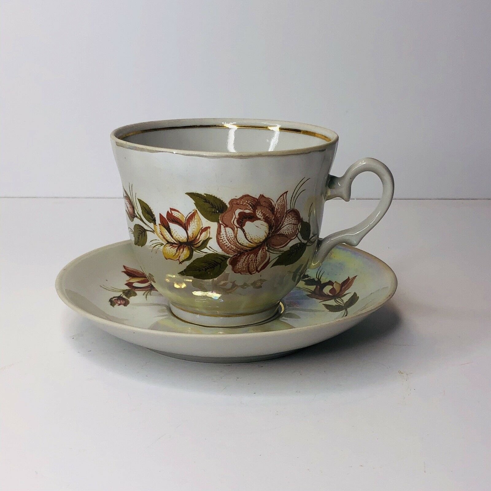 Vintage Lusterware China Floral Design Marked Gold Trim Porcelain ...