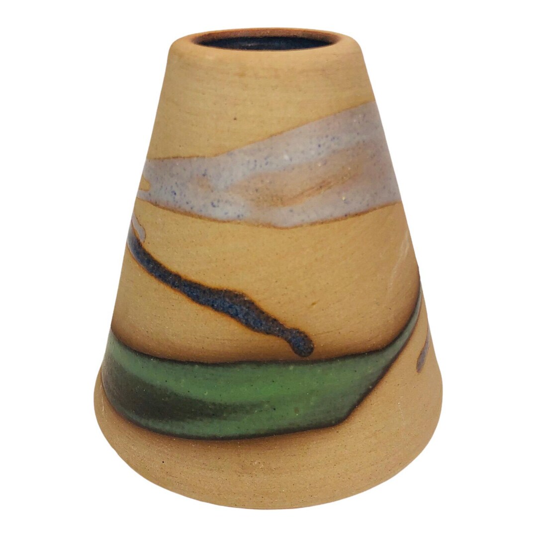 Dominican Studio Art Pottery Vase Multicolored Triangle Cone Shaped ...
