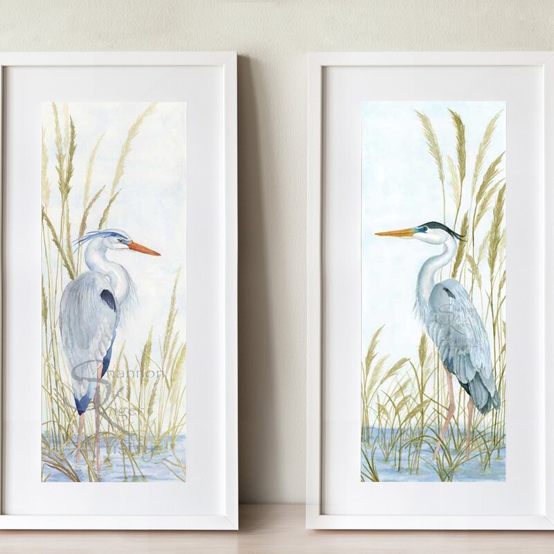 Heron Watercolor - Etsy