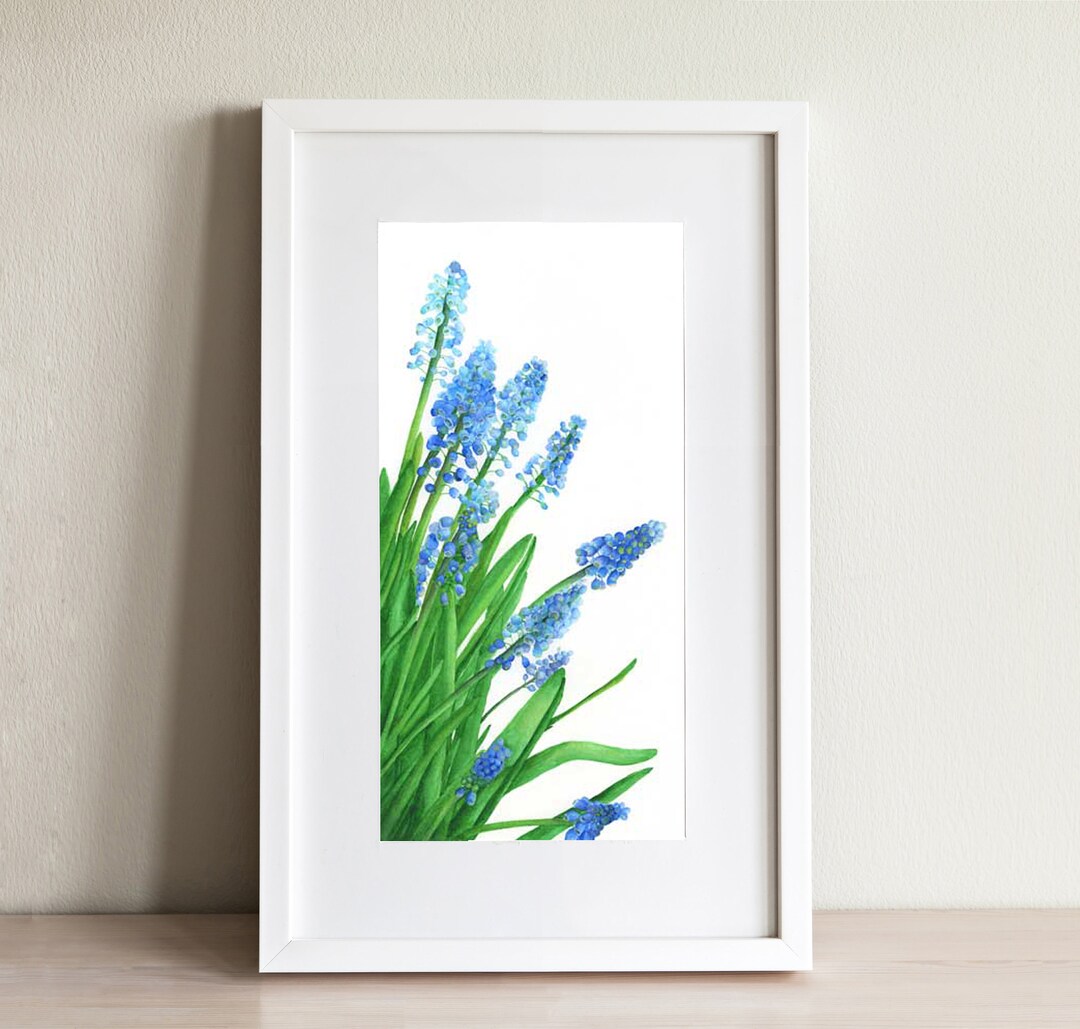 Blue Flower Print, Spring Flower Print, Watercolor Flower Painting ...
