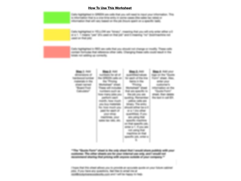 Cabinet Pricing Spreadsheet: Woodworking Quoting Form - Etsy