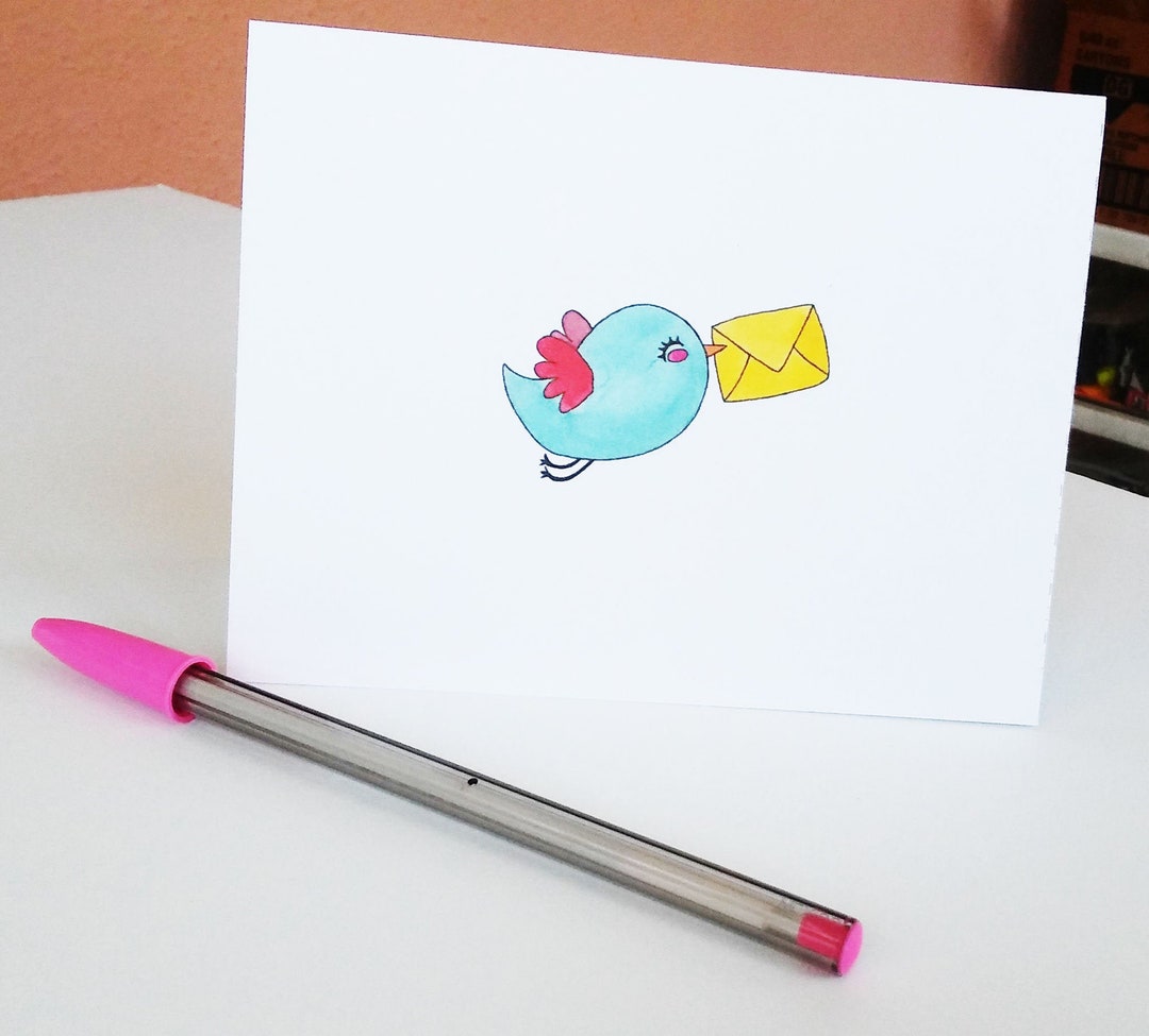 Cute Note Cards With Envelopes Note Cards Blank Cute Bird - Etsy