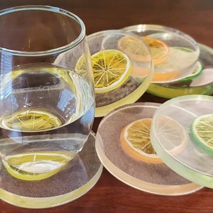 Fruit Slices Coasters, Resin Coasters With Orange Slice, Lemon Slice ...