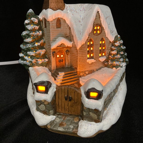 Lighted Ceramic Church - Etsy