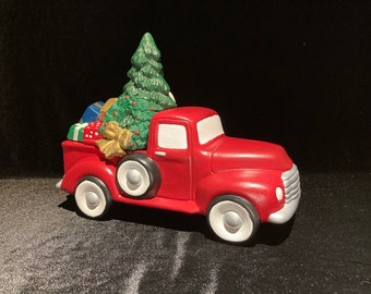 Christmas Truck. Clay Magic Truck With Christmas Tree Insert. Ceramic ...