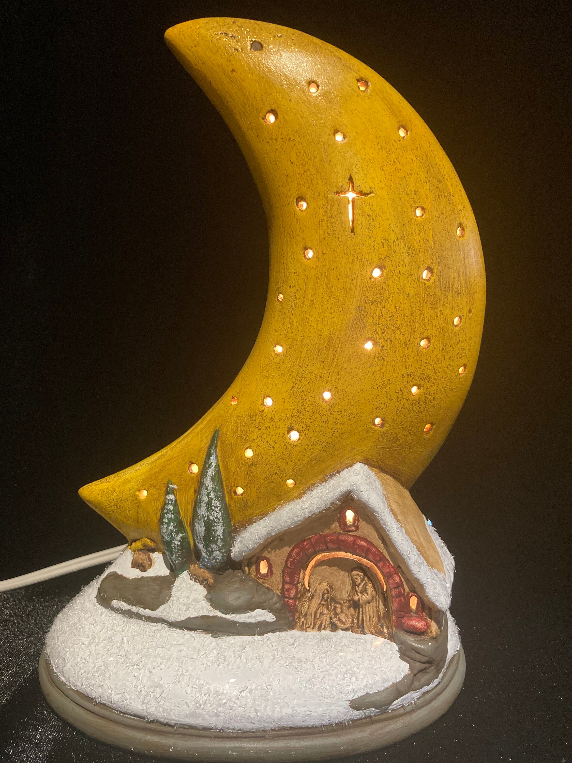 Ceramic Nativity Scene With Moon - Etsy