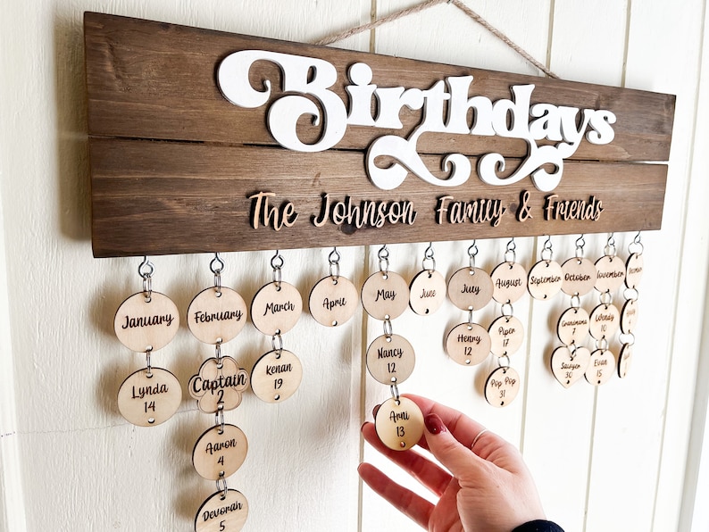 Personalized Wood Birthday Calendar: Family Celebration Wall Hanging - Etsy