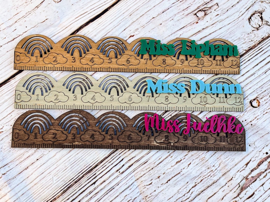 Personalized Wooden Rainbow Ruler// Custom Back to School Accessories ...