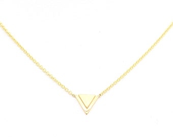 Double Triangle Silver Necklace - Etsy