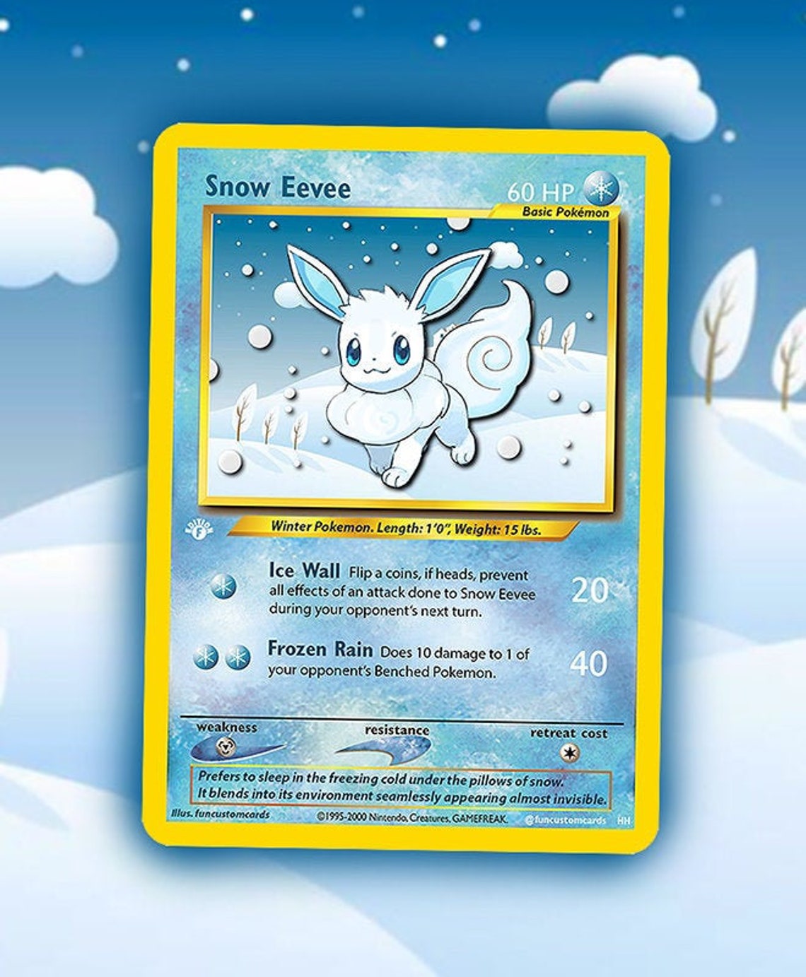 Snow Eevee Pokemon Card | Etsy