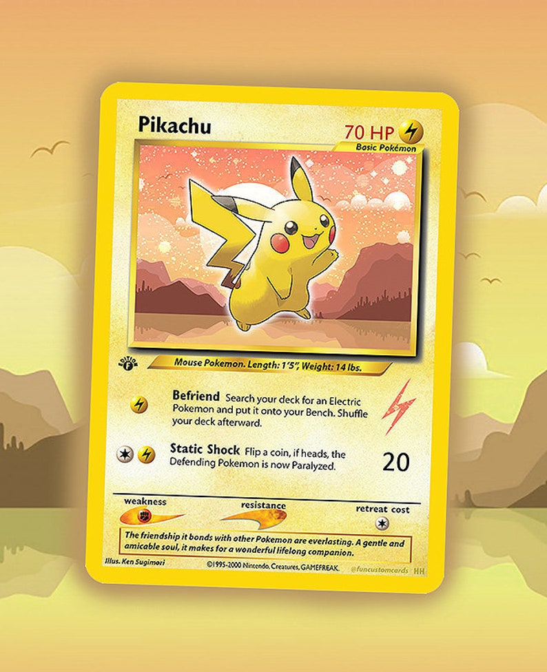 Pikachu Pokemon Card Non Holo Custom Pokemon Card | Etsy