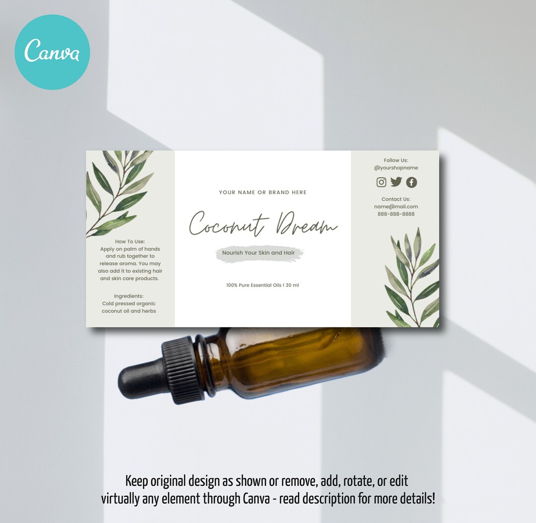 Essential Oil Label Template Product Label - Etsy