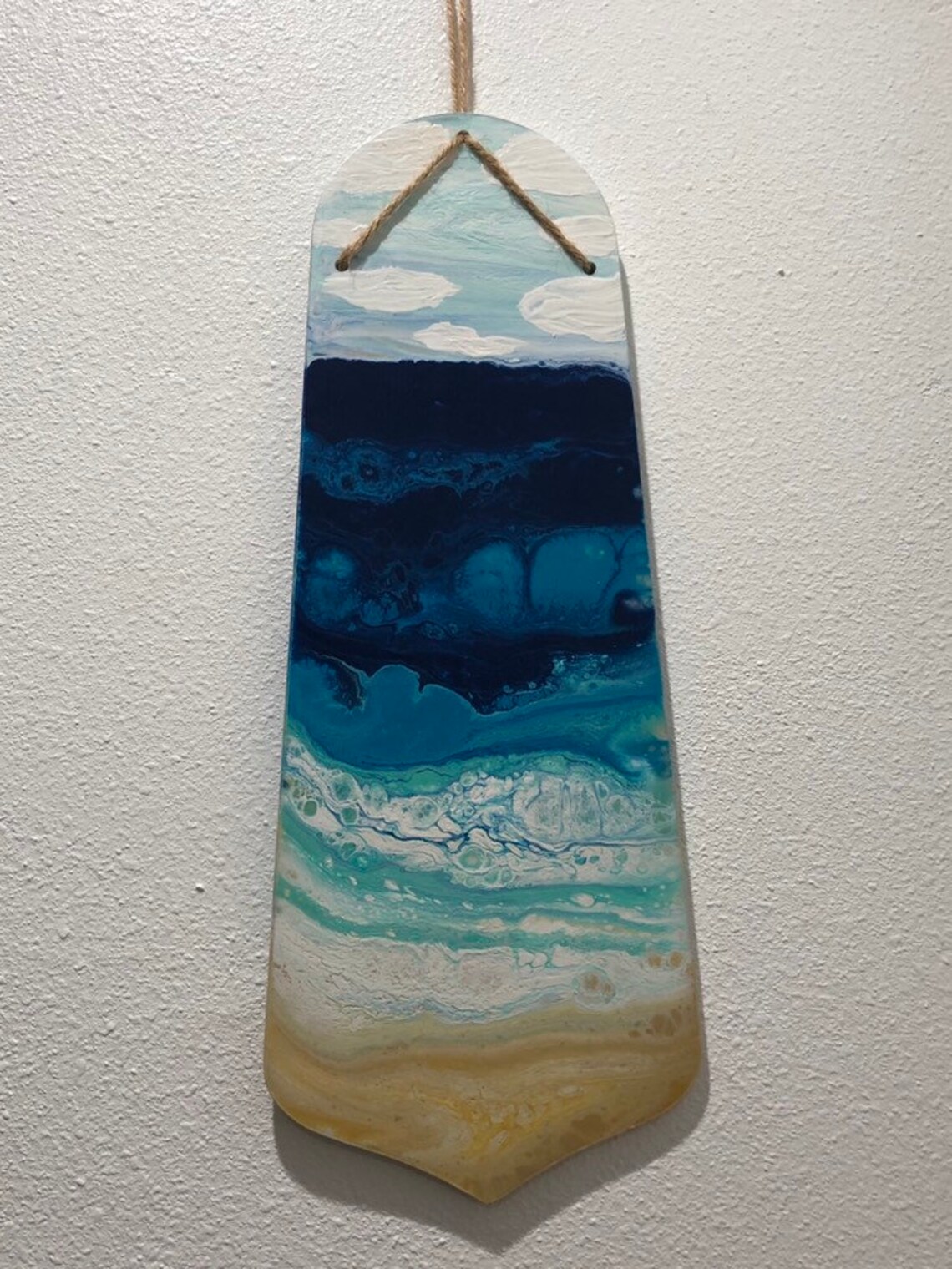 Upcycled/repurposed Fan Blade Beach Pour Painting warm - Etsy
