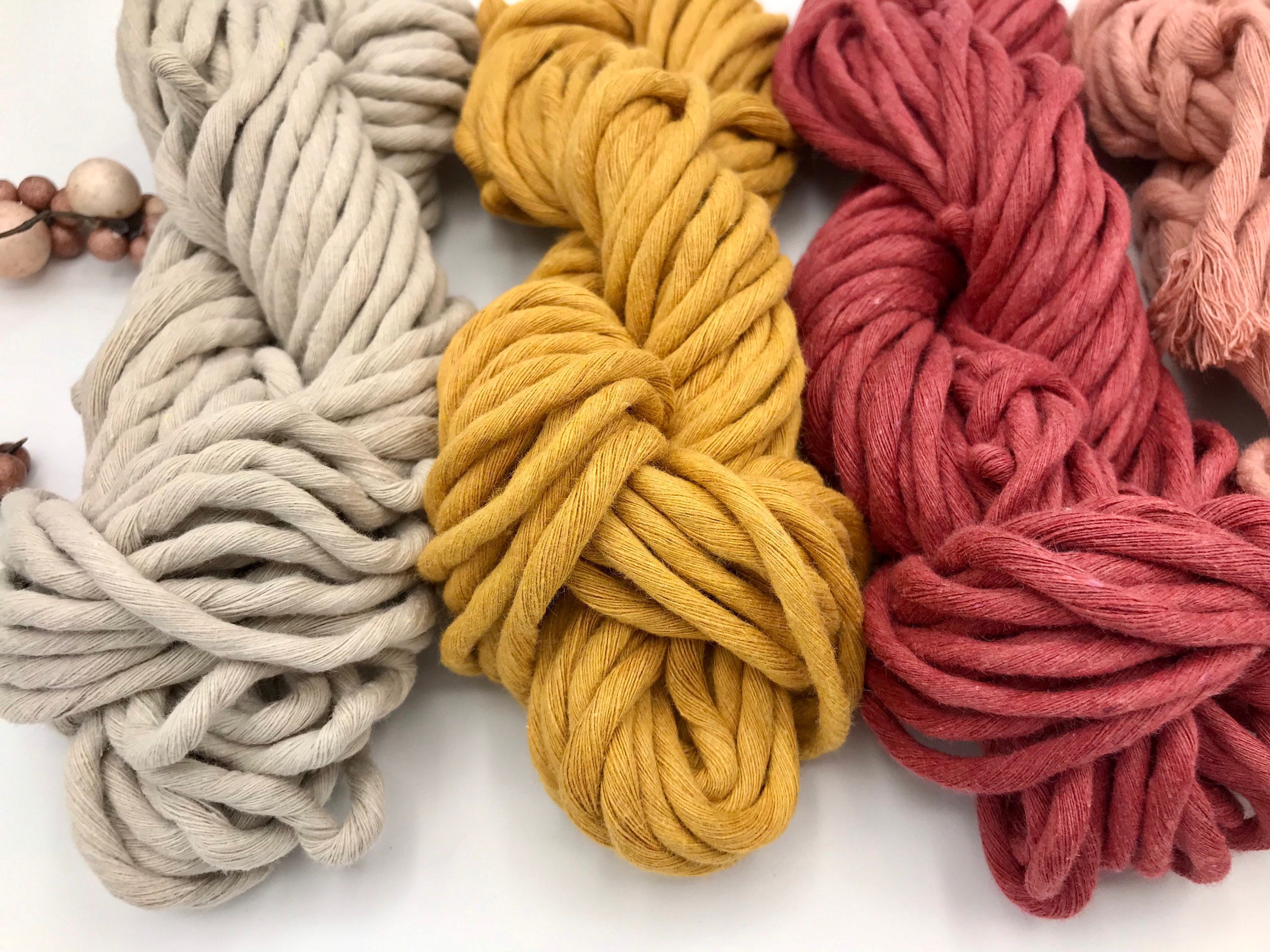 5mm Single Strand Macrame Cotton Cord Bundle Rosa & Ochre / 5 - Etsy España