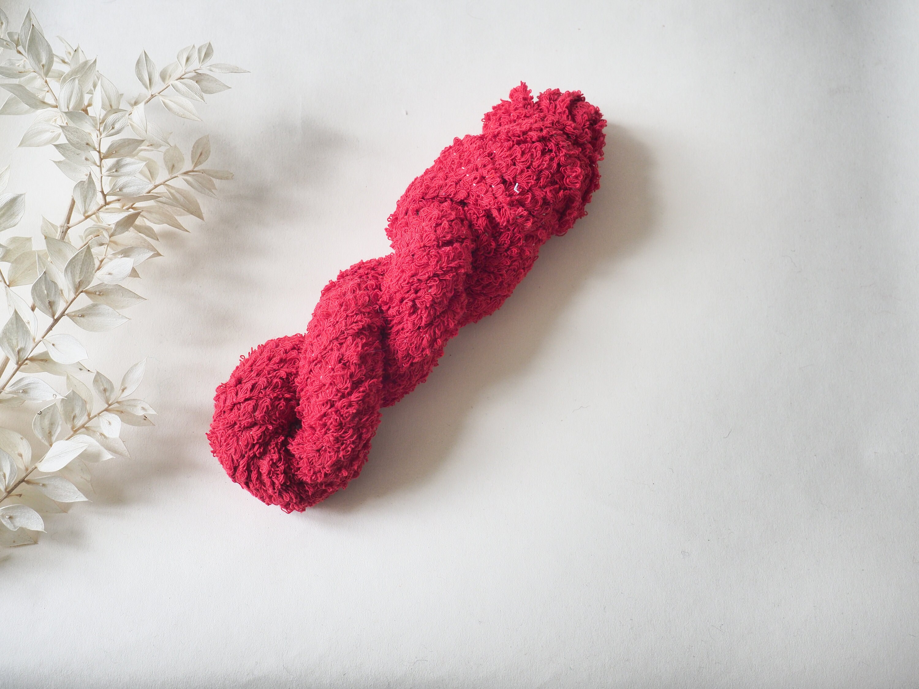 Red Boucle Cotton Yarn Craft Yarn Thick Bouclé Yarn - Etsy