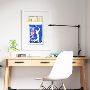 TPC Watercolor Matchbox Golfing Print in Bright Red and Blue - Golf Art ...