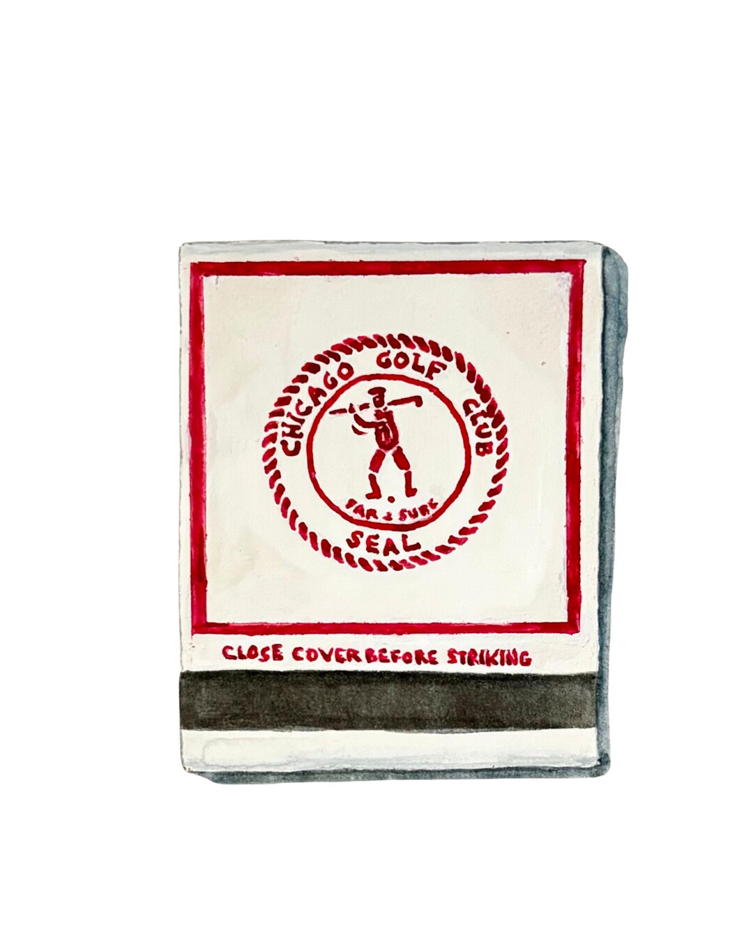 Vintage Chicago Golf Club Matchbook Watercolor Print - Golf Art ...