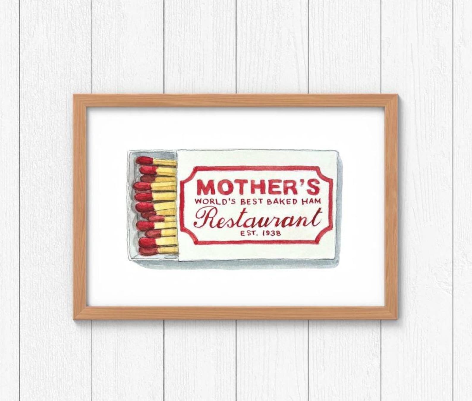 Mother's Restaurant Matchbox Print, Wall Decor - New Orleans Watercolor ...