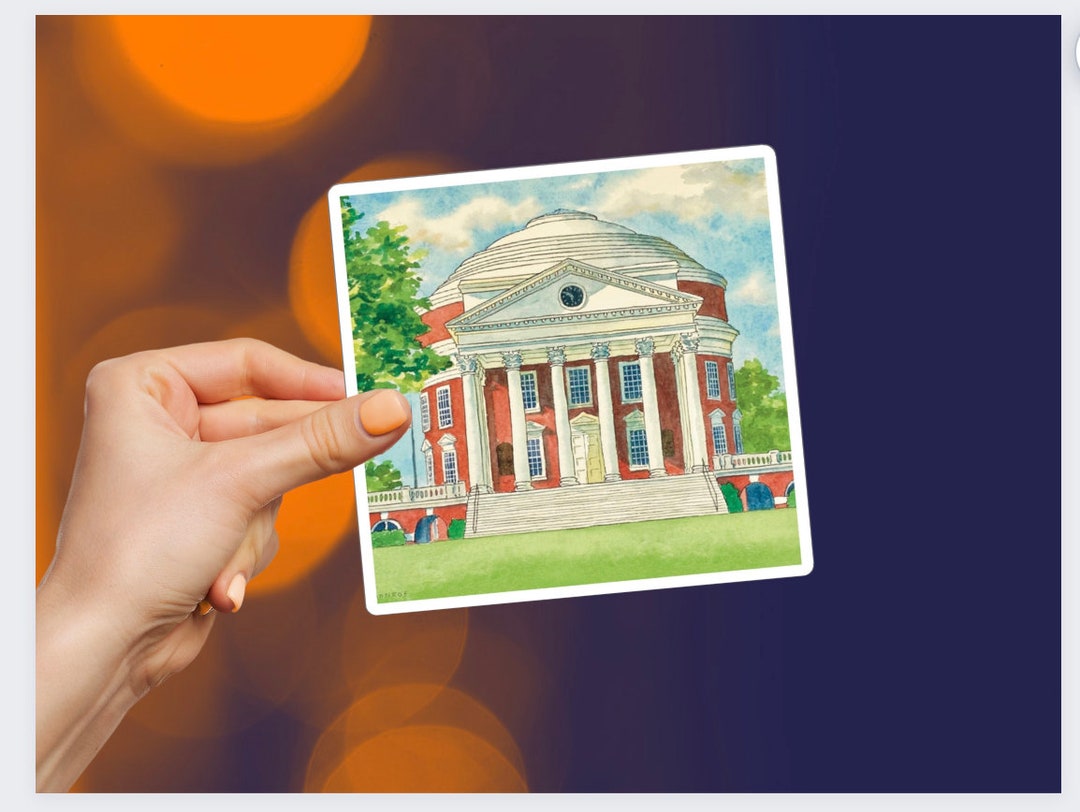 University of Virginia Rotunda Watercolor Die-cut Sticker UVA Vinyl ...