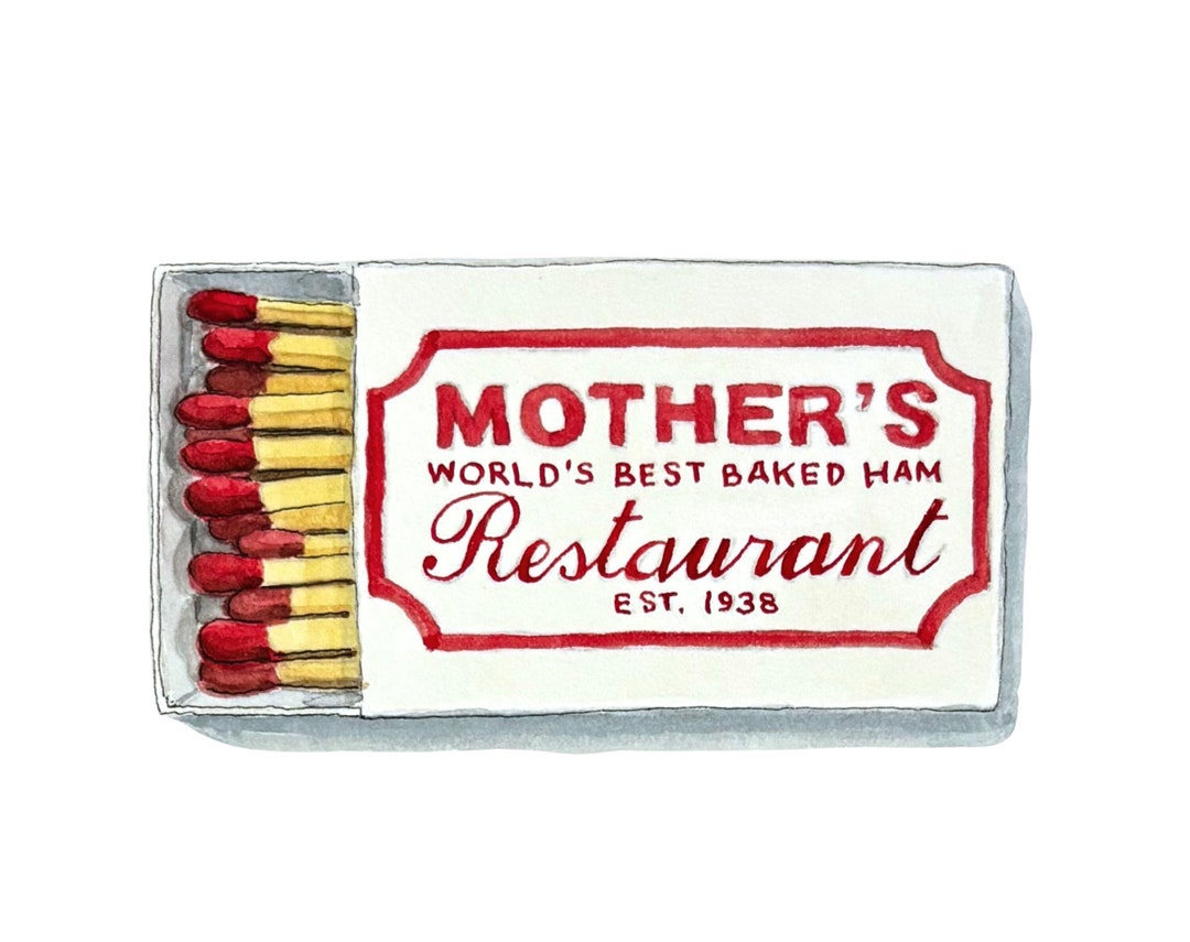 Mother's Restaurant Matchbox Print, Wall Decor - New Orleans Watercolor ...