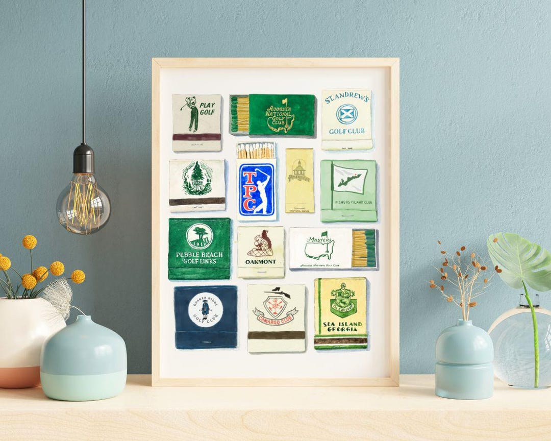 Famous Golf Courses Matchbook Covers Collection - Watercolor Art Print ...