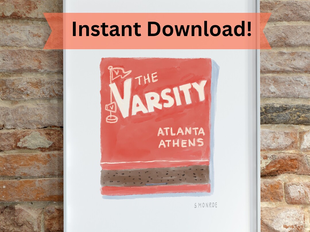 The Varsity Digital Download Print Retro-inspired Atlanta Matchbook Art ...