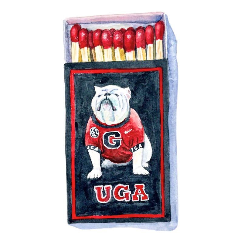 UGA Mascot Matchbox Watercolor Print – A Bulldog Lover's Dream - Etsy