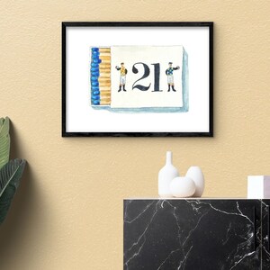 Vintage NYC 21 Club Matchbox Watercolor Print - New York City Wall Art ...