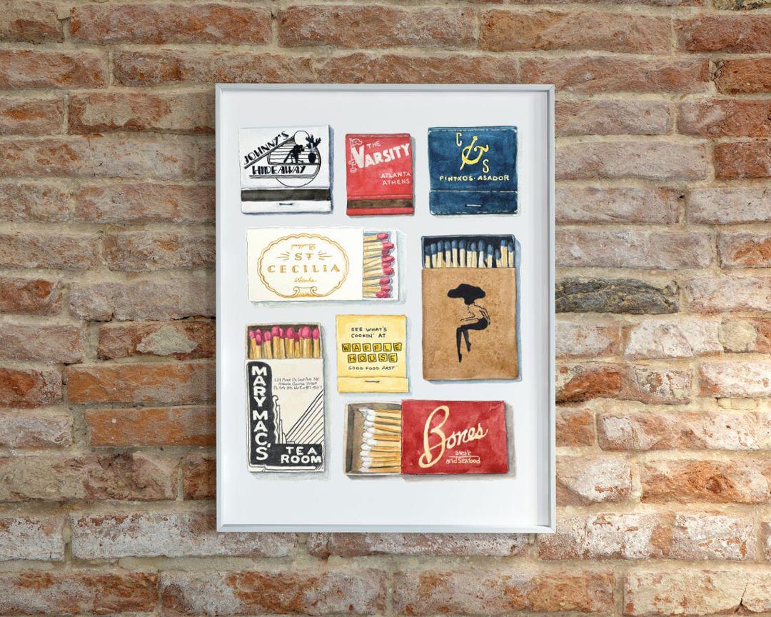 Atlanta Iconic Restaurants Watercolor Matchbook Print Atlanta Souvenir ...