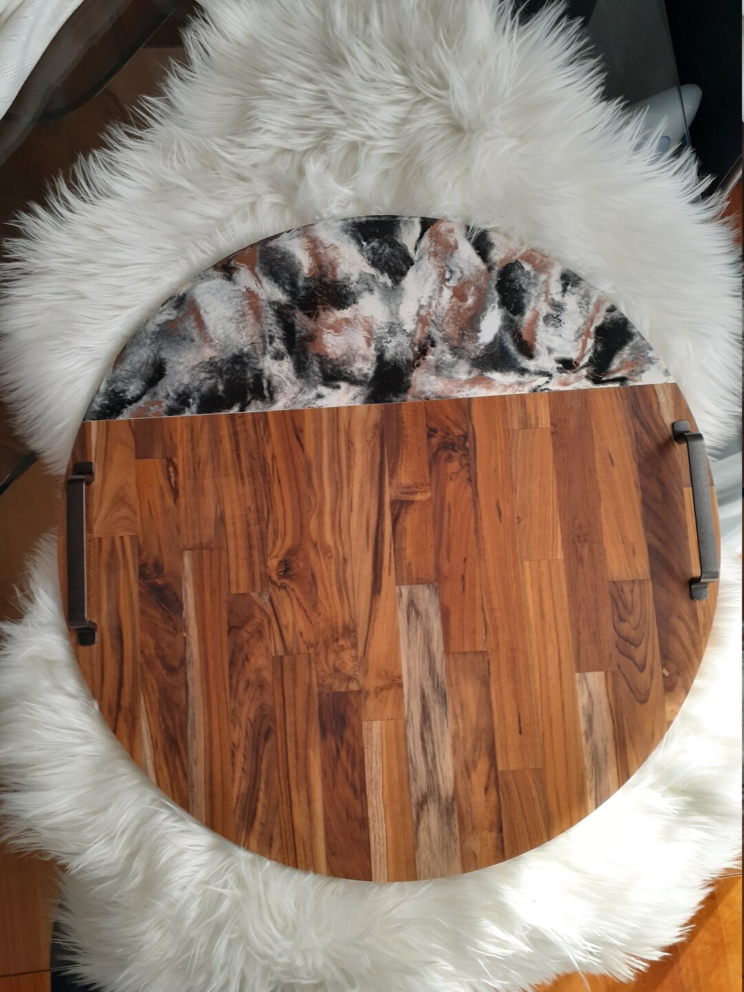 Extra Large Serving Board With Handles, Resin Cheese Board, Charcuterie ...