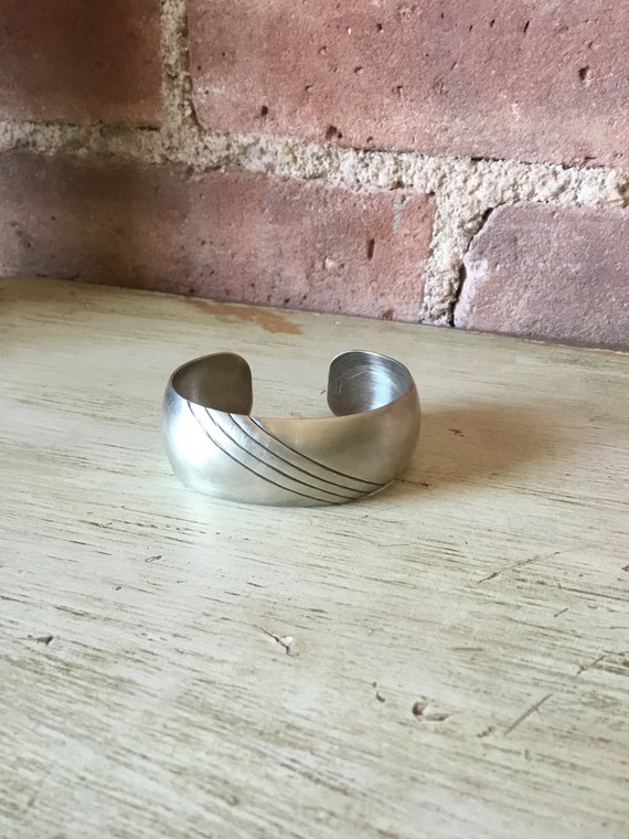 Sterling Silver Wide Domed Hollow Cuff Bracelet KS - Gem