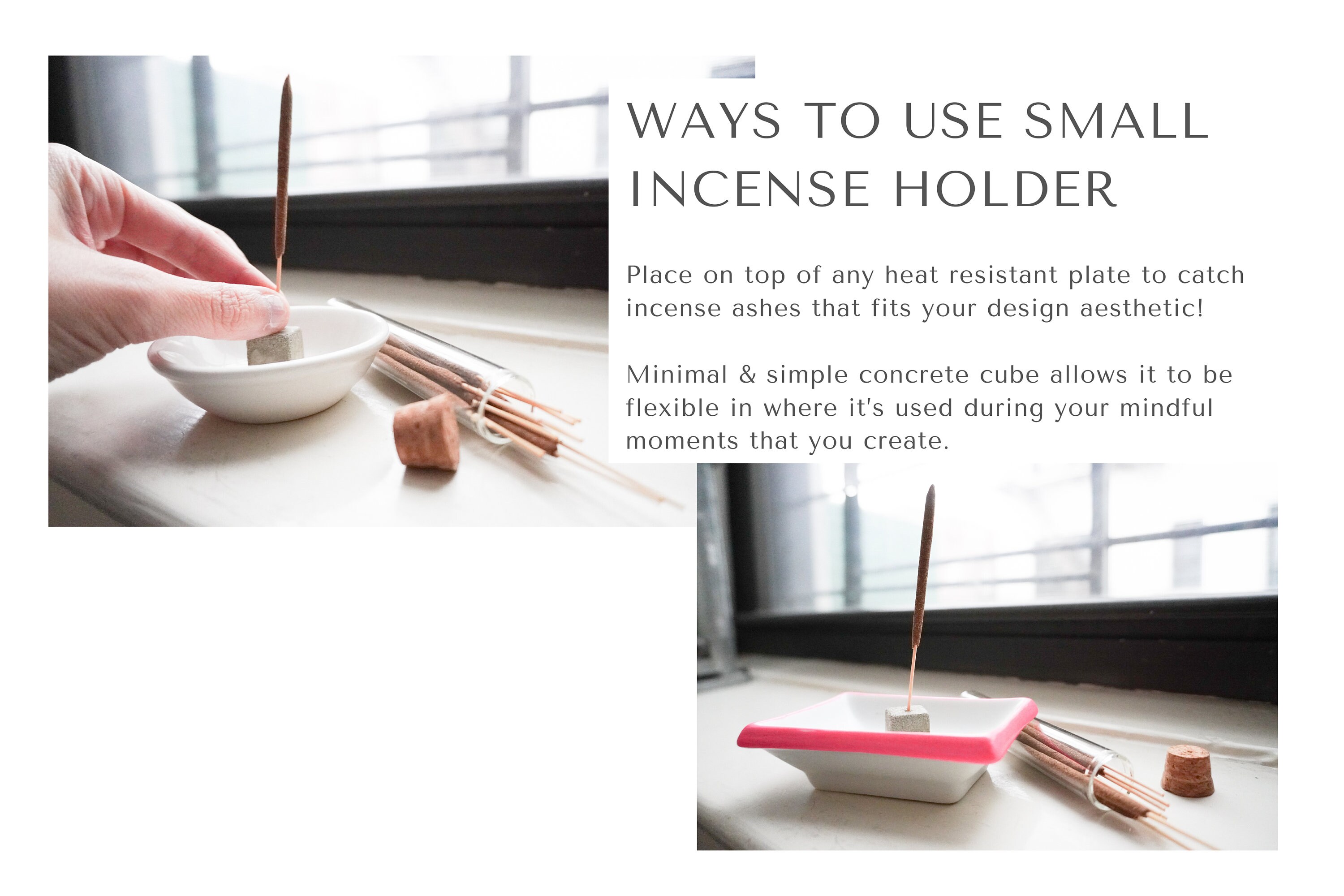 Incense Holder Concrete Cube Pack Stick Burner for Meditation Decor ...