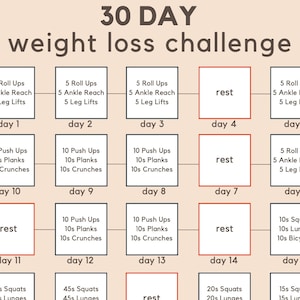 30 Day Weight Loss Challenge Digital Fitness Guide Printable Weight ...