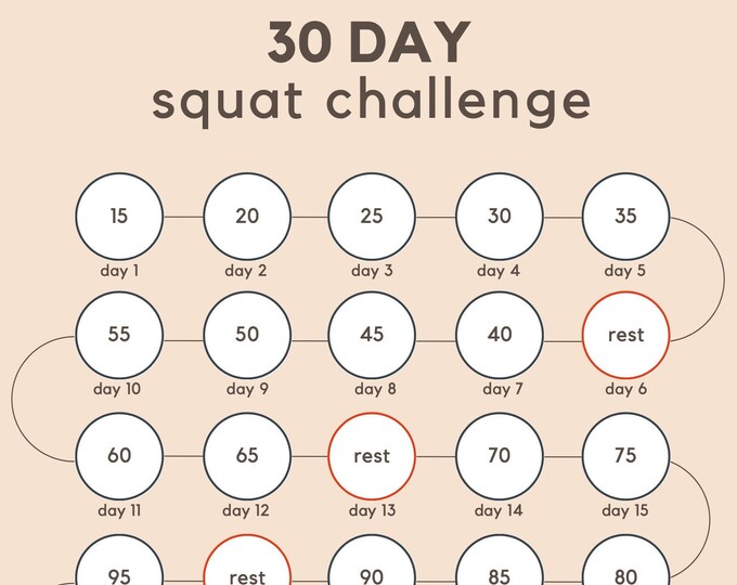 30 Day Squat Challenge Digital Fitness Guide Printable Squat Challenge ...