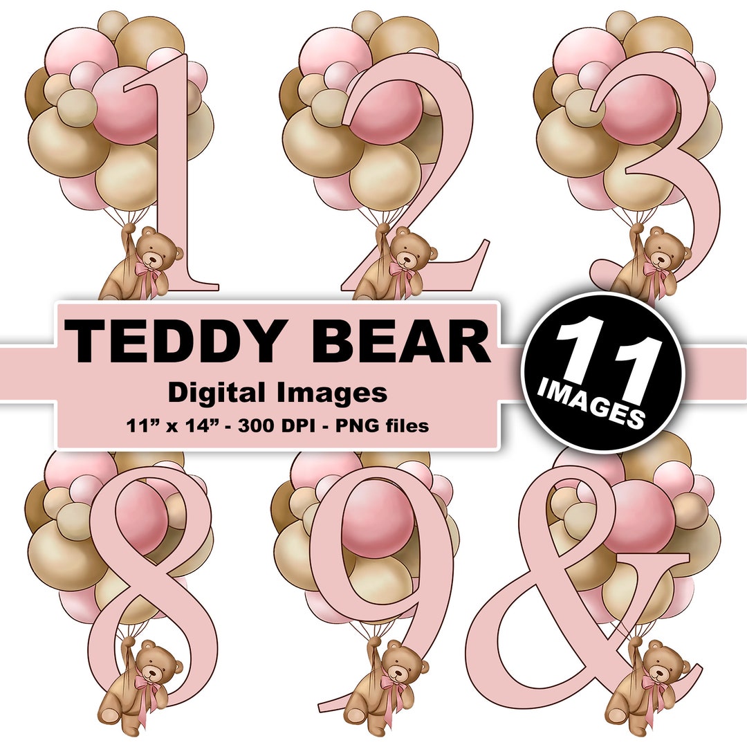 Watercolor Teddy Bear Clipart for Girl, Nursery, Baby Shower Clipart ...