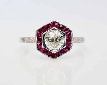 Hexagon Cut Ruby Ring - Etsy
