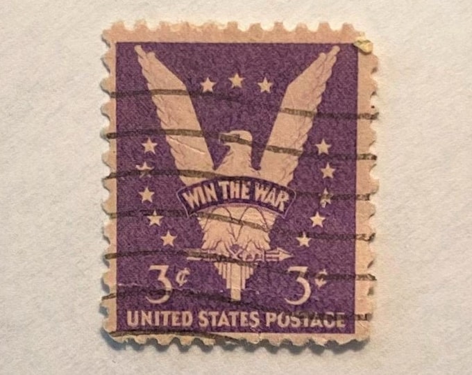 USA Win the War 3 Cent Stamp Purple WWII American Eagle Issued ...