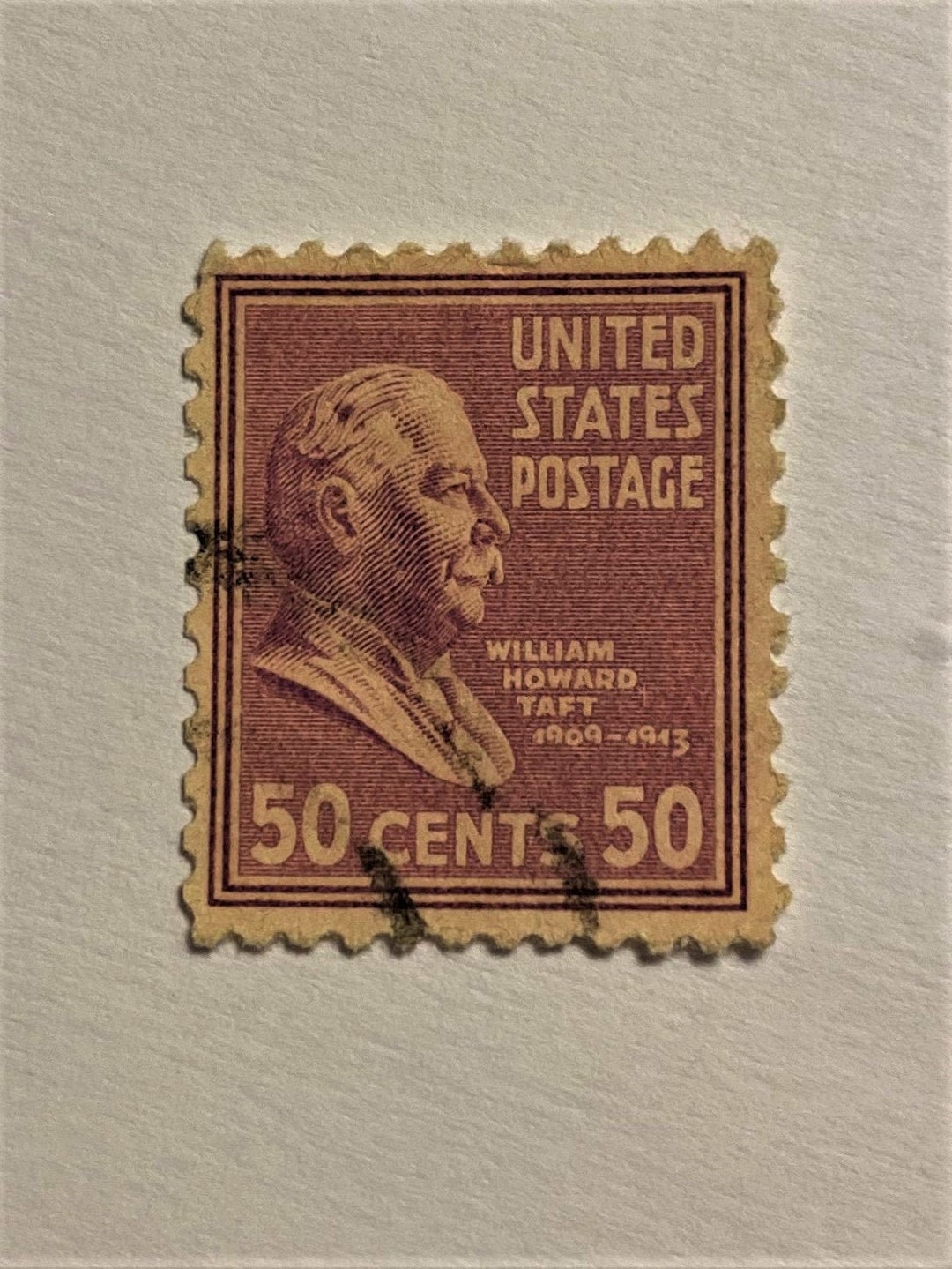 William H. Taft 50c Stamp: 1938 Presidential Series, Light Cancel; NH ...