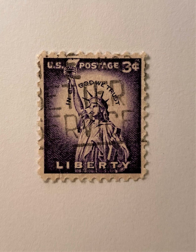 U.S. Lady Liberty 3c Postage Stamp Purple Statue of Liberty 1954 ...