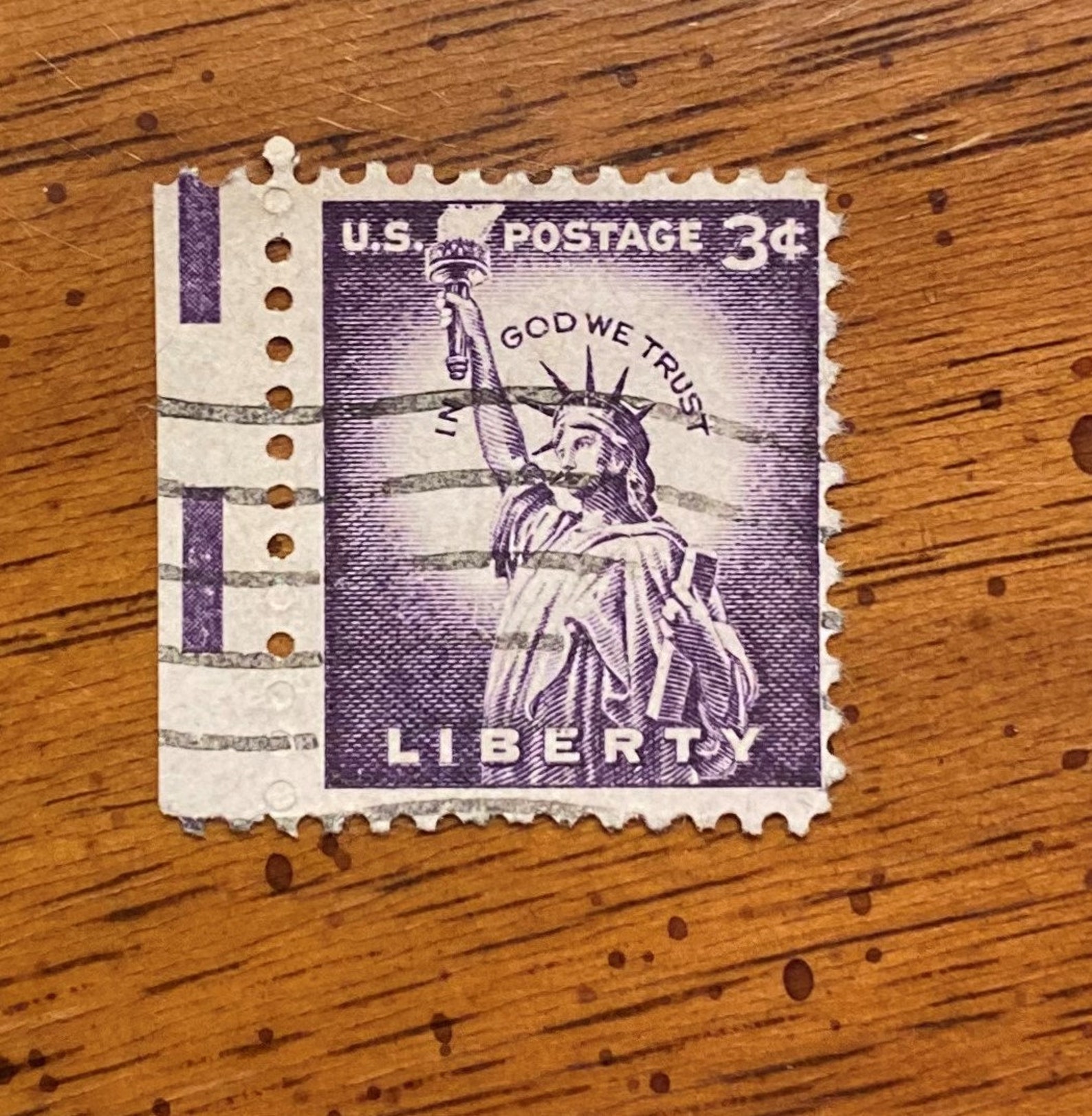 U.S.A. Lady Liberty 3c Postage Stamp Purple Statue of Liberty 1954 ...