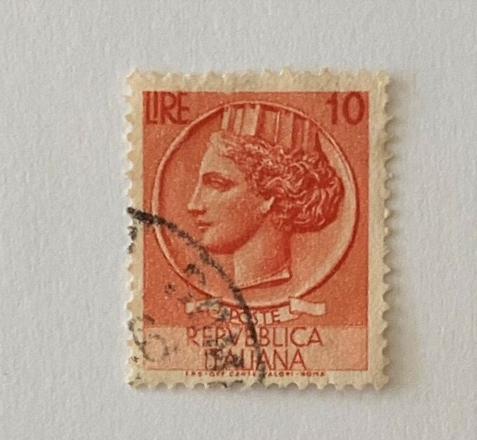 VGT Italy 10 Lira Stamp, 1953 Serie Siracusana; Cancelled, Rare, Free ...