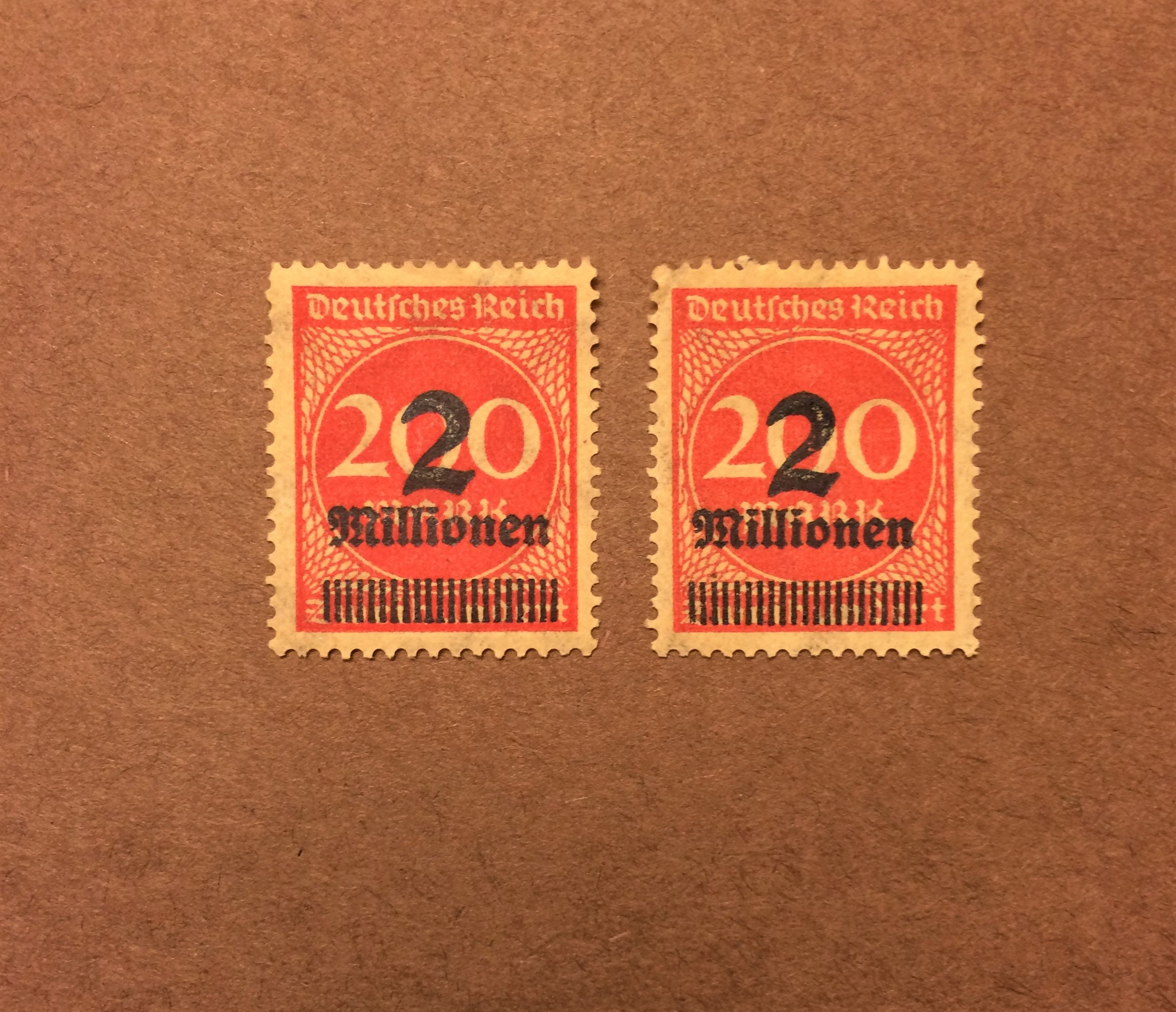 Two 1923 German Empire 2 Millionen Overprint Stamps: MNH, OG - Etsy