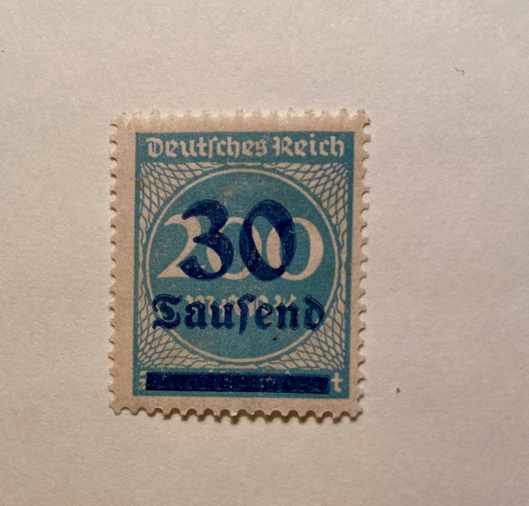 SALE New German Deutsches Reich 200 Mark Stamp; 30 Taufend Overprint ...