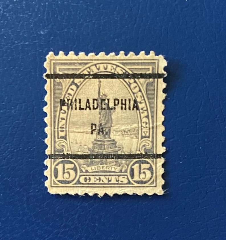 1931 Statue of Liberty Stamp: 15c Gray US Postage, Philadelphia ...