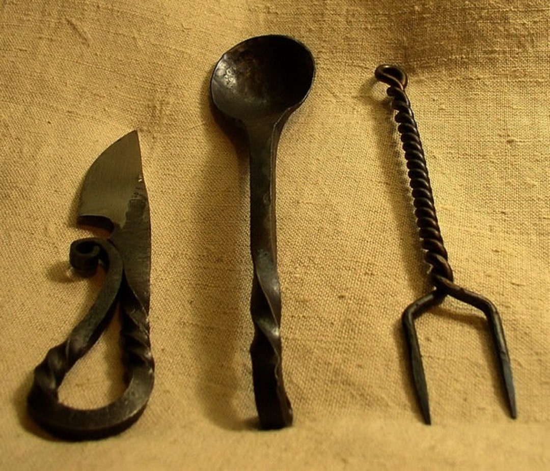 Viking Dining Set, Medieval Fork, Hand Forged Fork, Viking Fork, Rustic ...